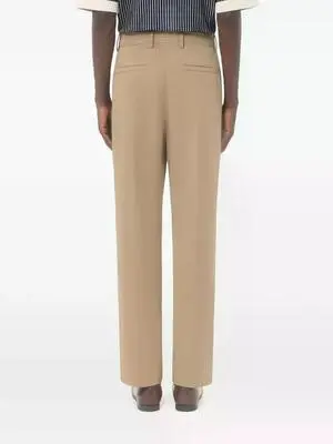 Valentino Garavani Trousers In Cotton Gabardine With Vlogo Embroidery - Neutrals