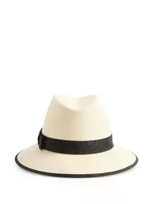 Valentino Garavani Vlogo Signature Straw Fedora Hat - Neutrals
