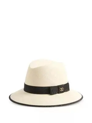 Valentino Garavani Vlogo Signature Straw Fedora Hat - Neutrals