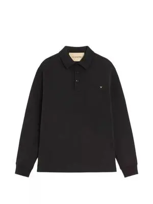 Valentino Garavani Cotton Polo Shirt With Vgold - Black
