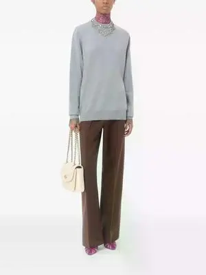 Valentino Garavani Embroidered Wool Sweater - Grey