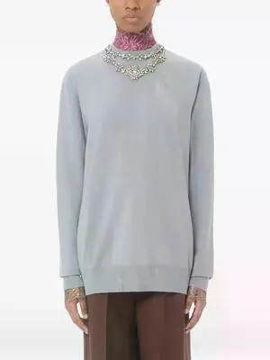 Valentino Garavani Embroidered Wool Sweater - Grey