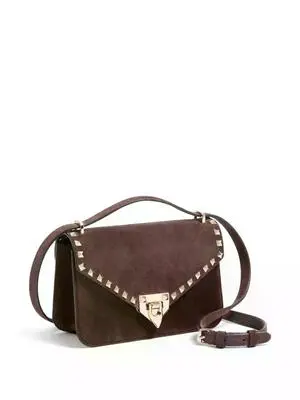Valentino Garavani Rockstud Suede Shoulder Bag - Brown