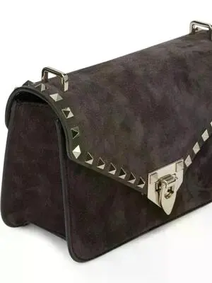 Valentino Garavani Rockstud Suede Shoulder Bag - Brown