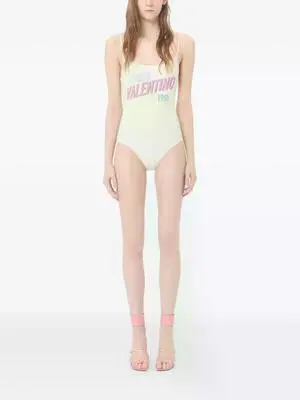 Valentino Garavani One-piece Swimsuit With Chez 1960 Print - Neutrals