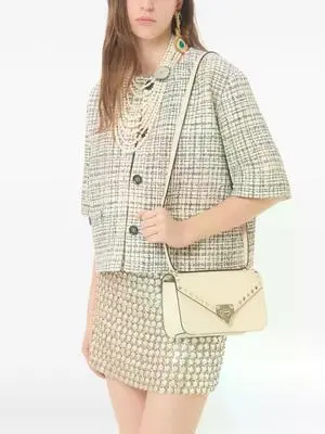 Valentino Garavani Rockstud Small Shoulder Bag In Grainy Calfskin - Neutrals