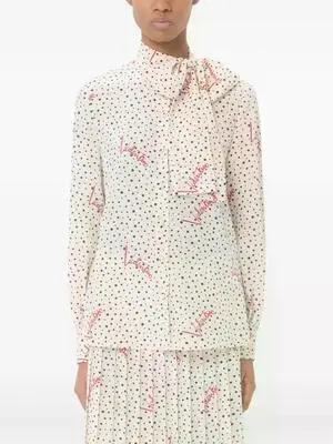 Valentino Garavani Plus De Pois Crepe De Chine Bubble Shirt - Neutrals