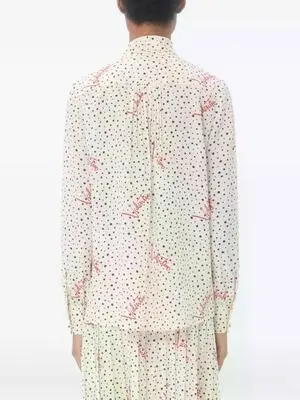 Valentino Garavani Plus De Pois Crepe De Chine Bubble Shirt - Neutrals