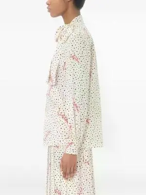 Valentino Garavani Plus De Pois Crepe De Chine Bubble Shirt - Neutrals