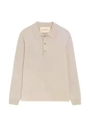 Valentino Garavani Wool Polo Shirt With Vlogo - Neutrals