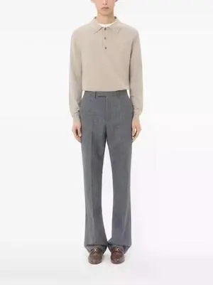 Valentino Garavani Wool Polo Shirt With Vlogo - Neutrals