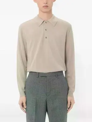 Valentino Garavani Wool Polo Shirt With Vlogo - Neutrals