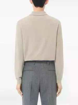 Valentino Garavani Wool Polo Shirt With Vlogo - Neutrals