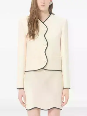 Valentino Garavani Crepe Couture Jacket With Contrasting Trim - Neutrals