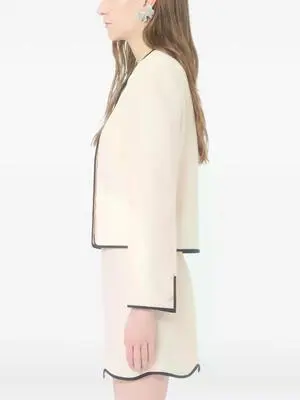 Valentino Garavani Crepe Couture Jacket With Contrasting Trim - Neutrals