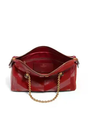 Valentino Garavani Panthea Medium Shoulder Bag In Suede And Nappa Leather With Chevron Motif - Red