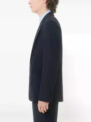 Valentino Garavani Single-breasted Jacket In Natté Wool - Blue