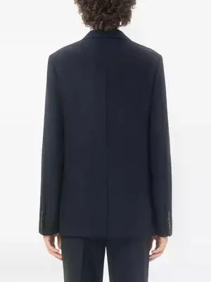 Valentino Garavani Single-breasted Jacket In Natté Wool - Blue