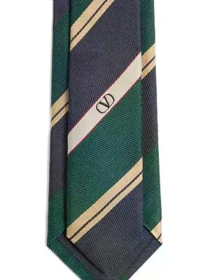 Valentino Garavani Jacquard Regimental Silk Tie - Blue