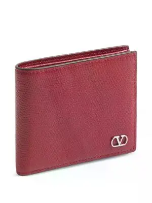 Valentino Garavani Vlogo Signature Grainy Calfskin Wallet - Red