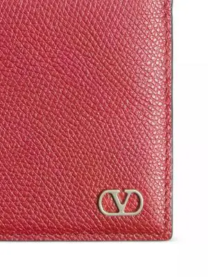 Valentino Garavani Vlogo Signature Grainy Calfskin Wallet - Red