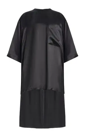 DARKPARK Tara Oversized Satin T-shirt With High-low Hem - Black