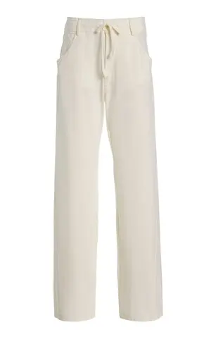 DARKPARK Iris Cotton Jersey Paper-bag Waist Pants - White