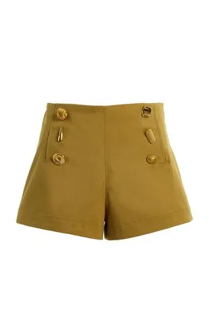 Button Detailed Cotton Shorts
