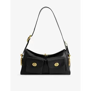 COACH Turnlock Haversack Leather Shoulder Bag - Black