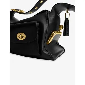 COACH Turnlock Haversack Leather Shoulder Bag - Black