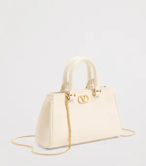 Valentino Garavani Mini Leather Vlogo Signature Top-handle Bag - White
