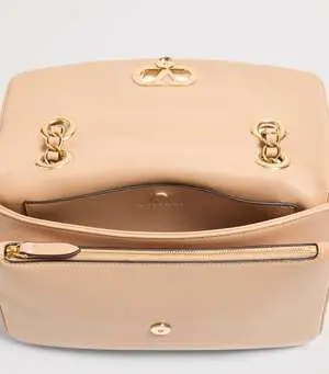 Valentino Garavani Lambskin Djuna Shoulder Bag With Gold Tone Vlogo - Nude