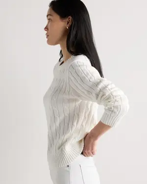 Quince Organic Cotton Cable Knit Crewneck Sweater