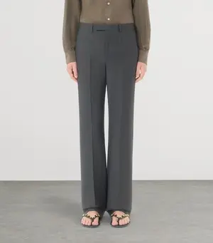Valentino Garavani Wool-mohair Pleated Trousers - Grey