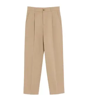 Valentino Garavani Cotton Pleated Trousers - Beige