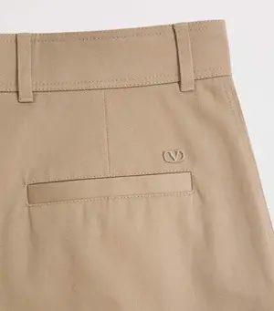 Valentino Garavani Cotton Pleated Trousers - Beige