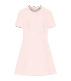 Valentino Garavani Tweed Embellished Mini Dress - Pink