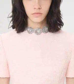 Valentino Garavani Tweed Embellished Mini Dress - Pink