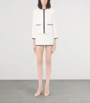 Valentino Garavani Cropped Cotton Tweed Jacket With Contrast Trim - Ivory