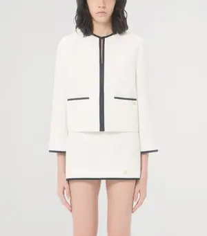Valentino Garavani Cropped Cotton Tweed Jacket With Contrast Trim - Ivory