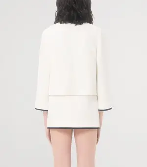 Valentino Garavani Cropped Cotton Tweed Jacket With Contrast Trim - Ivory