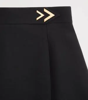 Valentino Garavani Wool-silk Crepe Midi Skirt With Gold-tone Hardware - Black