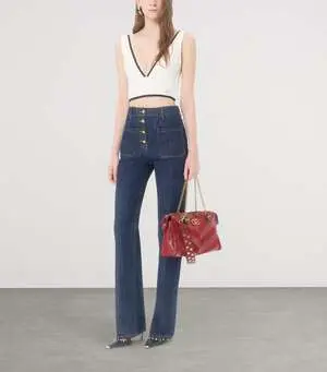 Valentino Garavani Patch Pocket High-rise Jeans - Blue