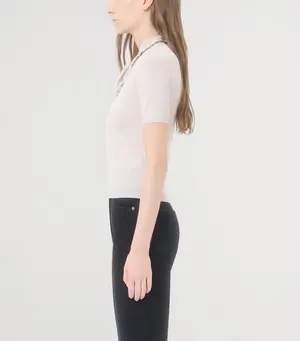 Valentino Garavani Virgin Wool T-shirt With Rhinestone Embellishment And Tie Detail