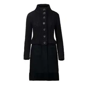 CONQUISTA Jacquard & Boucle Knit Button-up Dress With Patch Pockets
