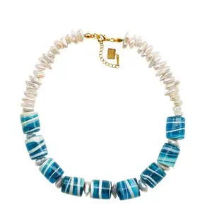 SUNSET MAGIC STUDIO Pearl And Murano Glass Beaded Necklace - Yellow