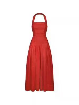 NICHOLAS Vivianne Halterneck Midi Dress - Red