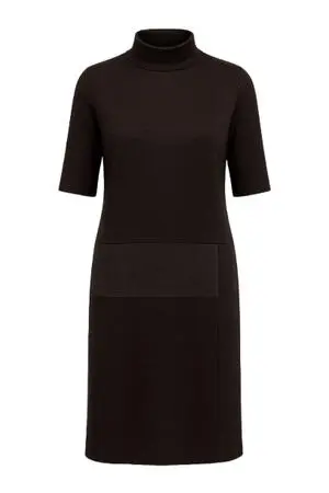 CONQUISTA Elbow Sleeve Punto Di Roma Dress - Brown