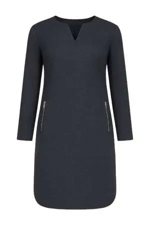 CONQUISTA Long Sleeve Shift Dress With Rounded Hemline