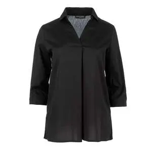 CONQUISTA Poplin V-neck Top With 3/4 Sleeves